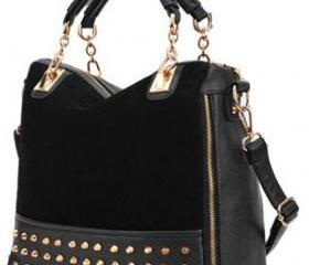 Rivets Decoration Black Handbag Shoulder Bag on Luulla