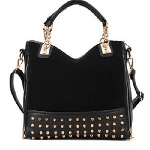 Rivets Decoration Black Handbag Shoulder Bag on Luulla